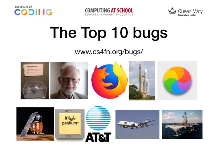Bugs | Teaching London Computing: A RESOURCE HUB from CAS LONDON & CS4FN