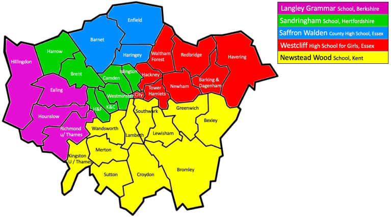 The five NCCE (@WeAreComputing) Computing Hubs covering London – map ...